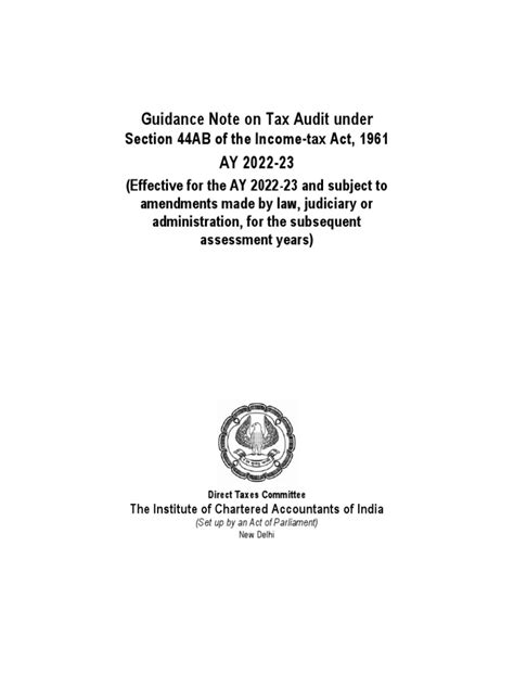 Tax Audit Guidance Note Download Free Pdf Payments Accounting