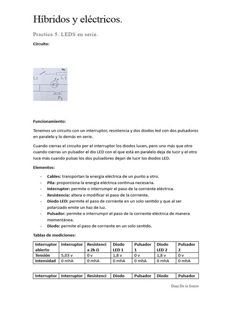 Practica 5 Leds En Serie Pdf Diodo Emisor De Luz Corriente Eléctrica