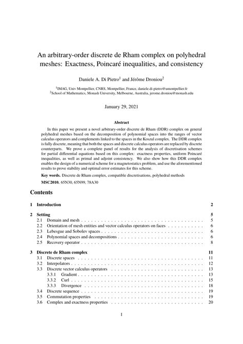 pdf an arbitrary order discrete de rham complex on polyhedral meshes