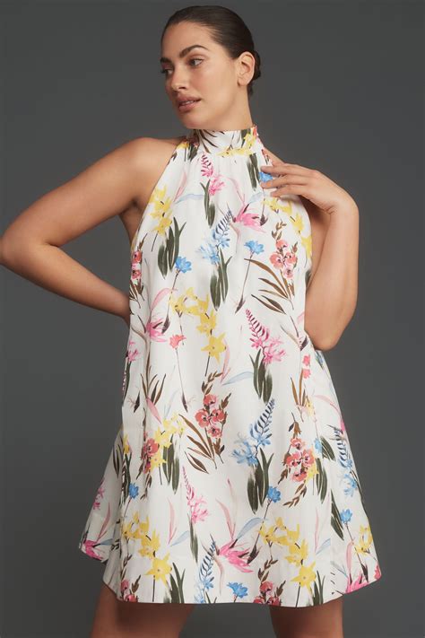 Maeve의 Lucey 홀터 포플린 미니 드레스 앤트로폴로지 한국 공식 스토어 유니크한 여성 패션 및 라이프스타일 편집샵 200개이상의 프리미엄 브랜드 여성 의류