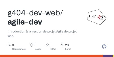 GitHub g404 dev web agile dev Introduction à la gestion de projet Agile de projet web