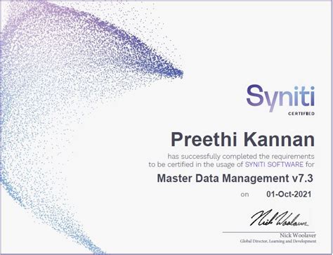 Syniti Mdm Certifications Preethi Kannan 20 Comments