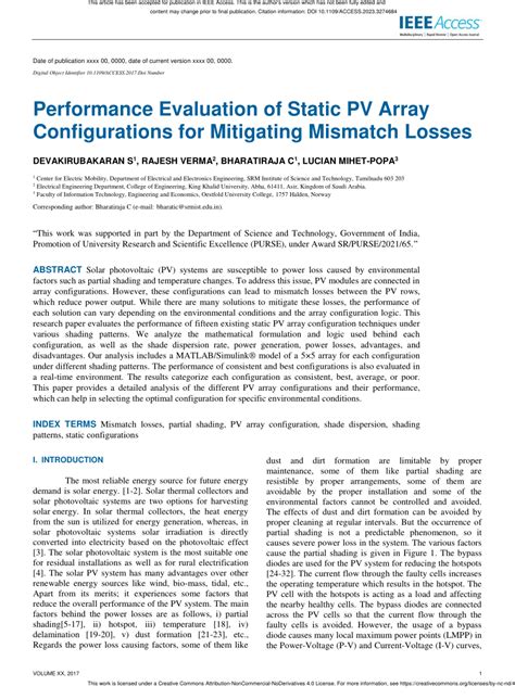 pdf performance evaluation of static pv array configurations for