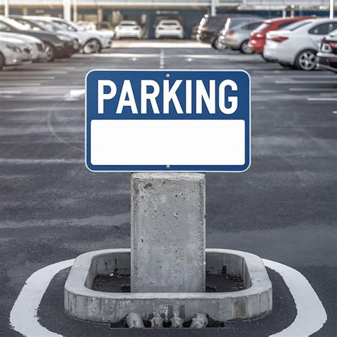 Parking Lot Signage Mockup With Blank White Empty Space For Placing
