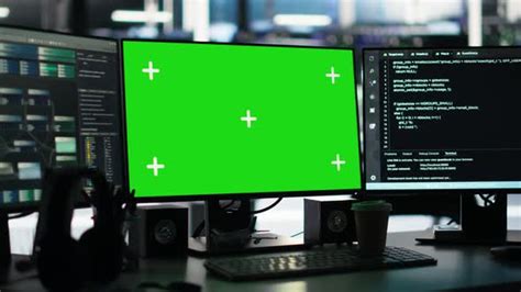 Chroma Key Displays In Server Farm Displaying Node Tree Programming Tool Technology Stock