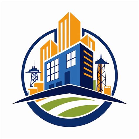 Logotipo De Una Empresa Con Un Edificio Como Elemento Central Diseño