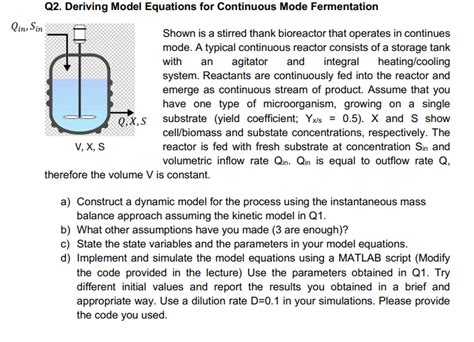 Solved Q2 Deriving Model Equations For Continuous Mode