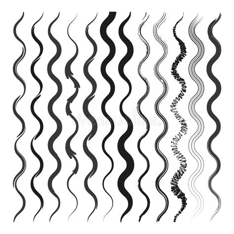 Wavy Line Patterns Black And White Variations Vector Illustration Decorative Design Elements