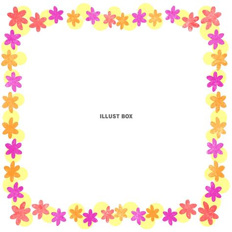 無料イラスト 正方形フレーム花ピンク