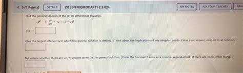 Solved 4 [ 1 Points] Details Zilldiffeqmodap11 2 3 024 My