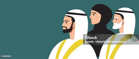 이슬람 사람들 복사 공간 템플릿 이슬람 종교와 전통적인 옷을 입은 사람들 이슬람 셰이크와 평평한 벡터 스톡 일러스트 교회에 대한