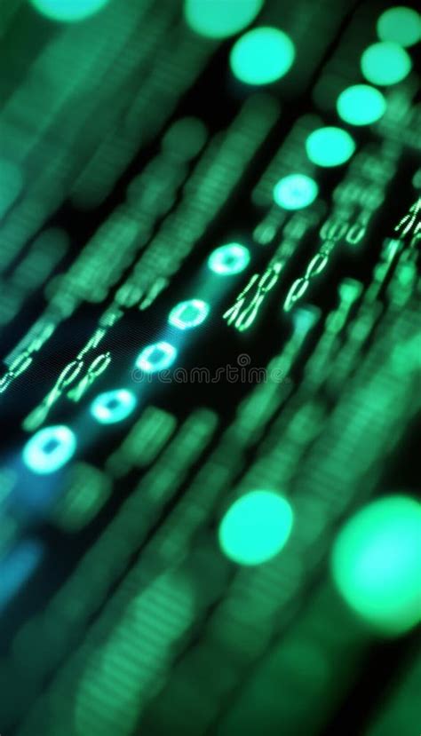 Green Digital Binary Data Flowing Code Programming Script On A Computer Screen Background Stock