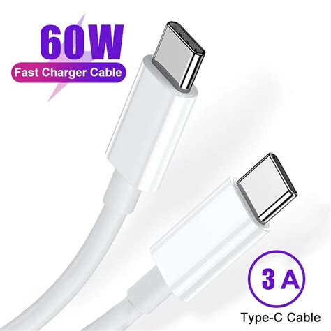 Кабель C-C Type-C, 60 Вт, USB C PD, провод для быстрой зарядки ...