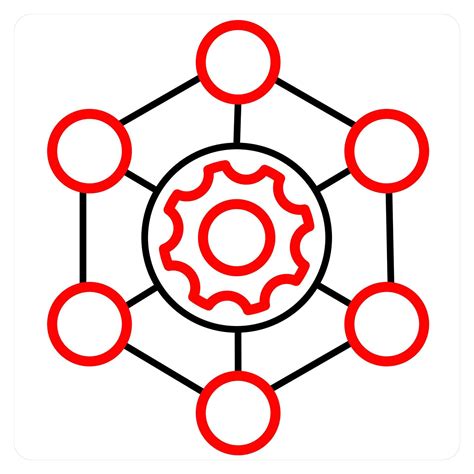 Framework And Connection Icon Concept In Red Line Color 65287658 Vector