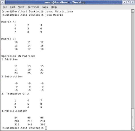 Matrix Operations Project Codes