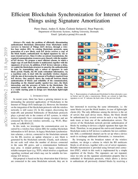 Efficient Blockchain Synchronization For Internet Of Things Using Signature Amortization Deepai