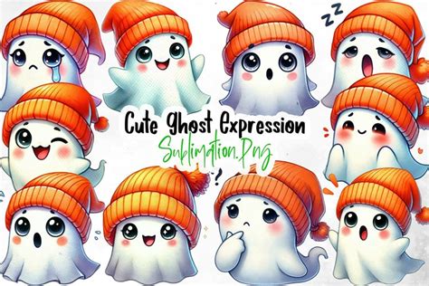 Cute Ghost Expression Sublimation Png