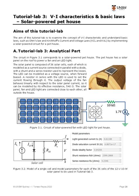Elec Lab 3 Elec1111 Lab Pdf Tutorial Lab 3 V I Characteristics And Basic Laws Solar Powered