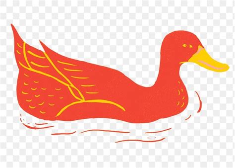 Vintage Red Duck Linocut Png Sticker Clipart Free Image By Rawpixel