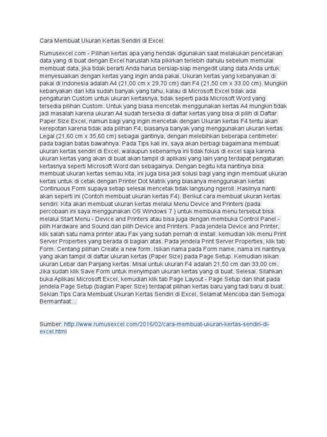 Pdf Cara Membuat Ukuran Kertas Sendiri Di Excel Dokumen Tips