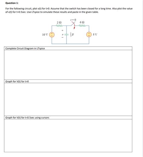 solved question 1 for the following circuit plot v t for