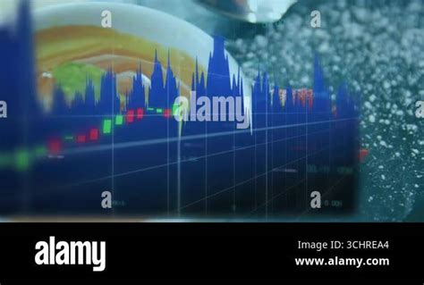 Overlay Appearing 3d Grid Sliding And Candlesticks Fluctuating Revealing Soup Surface In Bowl