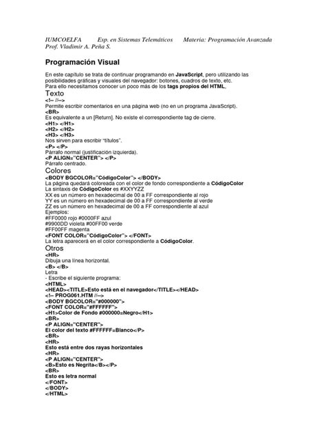 Programación Visual Pdf Script Java Html