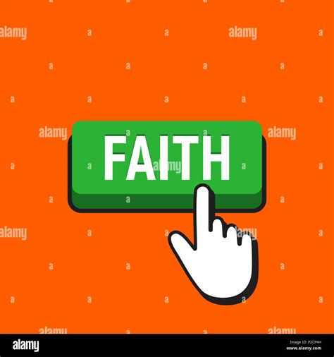 Hand Mouse Cursor Clicks The Faith Button Pointer Push Press Button Concept Stock Vector Image