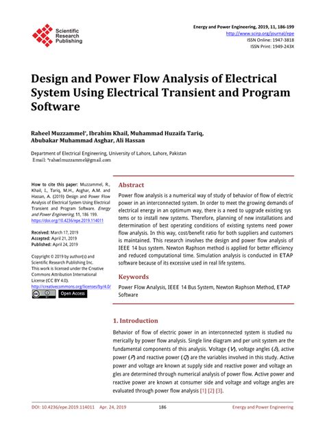 Pdf Design And Power Flow Analysis Of Electrical System Using