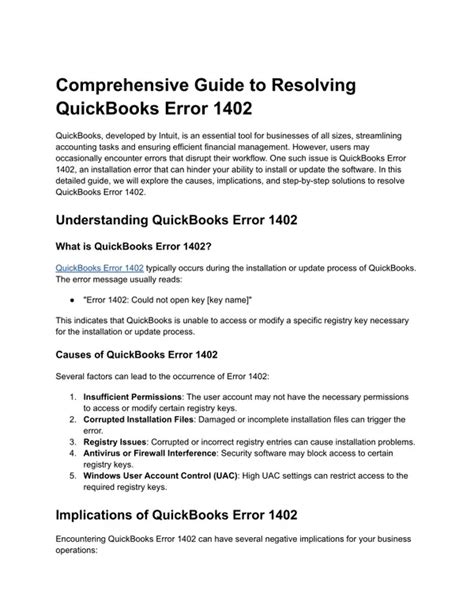 Ppt Comprehensive Guide To Resolving Quickbooks Error 1402 Powerpoint Presentation Id13431911