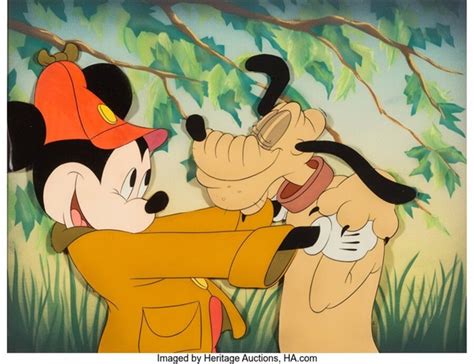 The Pointer Mickey Mouse And Pluto Production Cel Courvoisier Setup Walt Disney 1939 By Walt