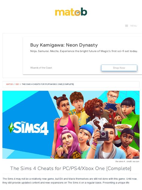 The Sims 4 Cheats For Pc Ps4 Xbox One Complete Matob R Pdf Rain Cheating In Video