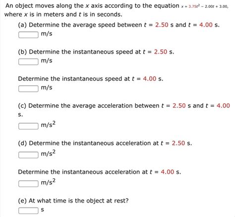solved an object moves along the x axis according to the