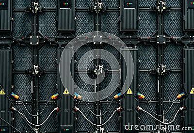 Backside Of Big LED Screen Monitor Display Texture Of Back View Of LED Panels Power Input And