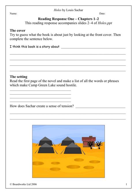 Holes By Louis Sachar Worksheets