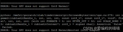 Error Your Gpu Does Not Support Int8 Matmul 解决方案your Gpu Was Not