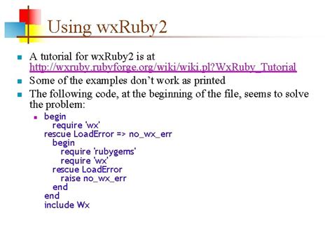Ruby Gui Toolkits Available Gui Toolkits N The