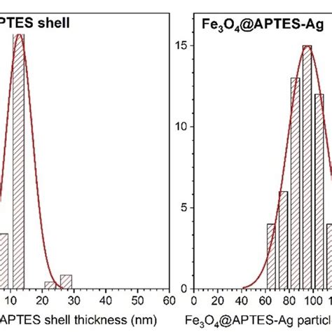 particle size distribution curves for fe3o4 stock cubes aptes shell