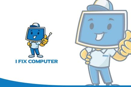 Computer Cartoon Logo Mascot Logos Ft Computer And Cartoon Envato