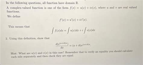 Solved In The Following Questions All Function Have Domain