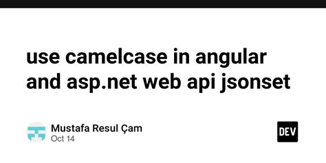 Use Camelcase In Angular And Web Api Jsonset Dev Community