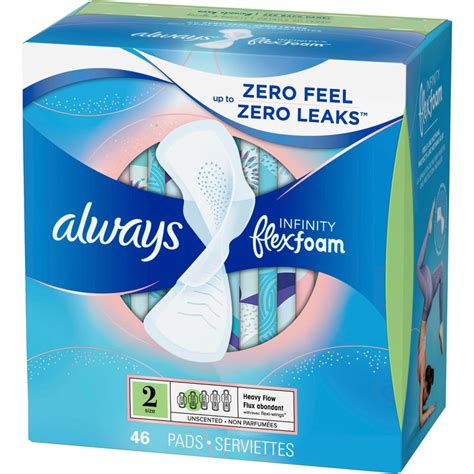 Always Infinity Flexfoam Pads For Women Size 2 Heavy Flow Absorbency