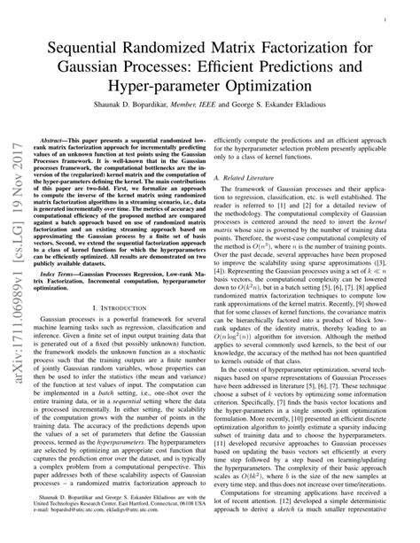 Pdf Sequential Randomized Matrix Factorization For Gaussian Processes