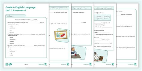 Grade 6 English Language Unit 1 Assessment Teacher Made
