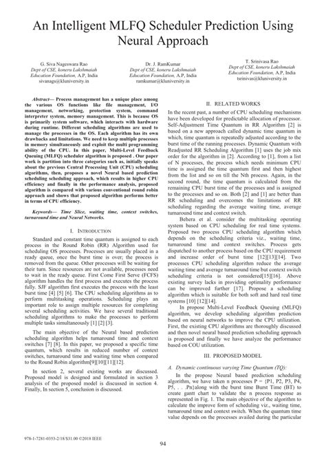pdf an intelligent mlfq scheduler prediction using neural approach