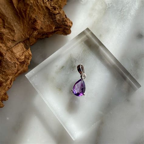 Facetted Drop Shape Amethyst Sterling Silver Pendant Minera Emporium