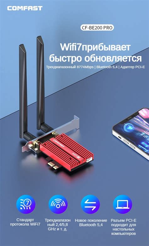 Comfast Wi Fi адаптер Сетевой адаптер Wifi 7 адаптеры для пк Intel