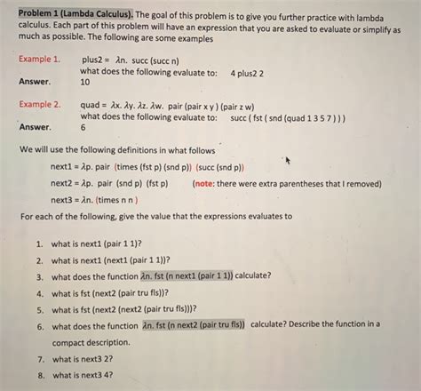Problem 1 Lambda Calculus The Goal Of This Problem