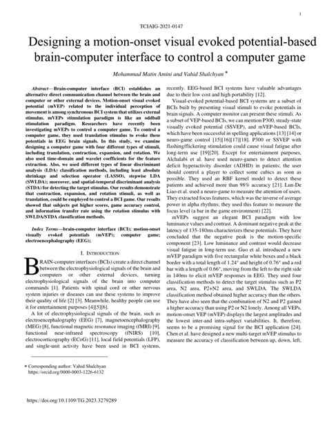 Pdf Designing A Motion Onset Visual Evoked Potential Based Brain