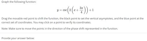Solved Graph The Following Function Y Csc 2 X 43π 1 Drag